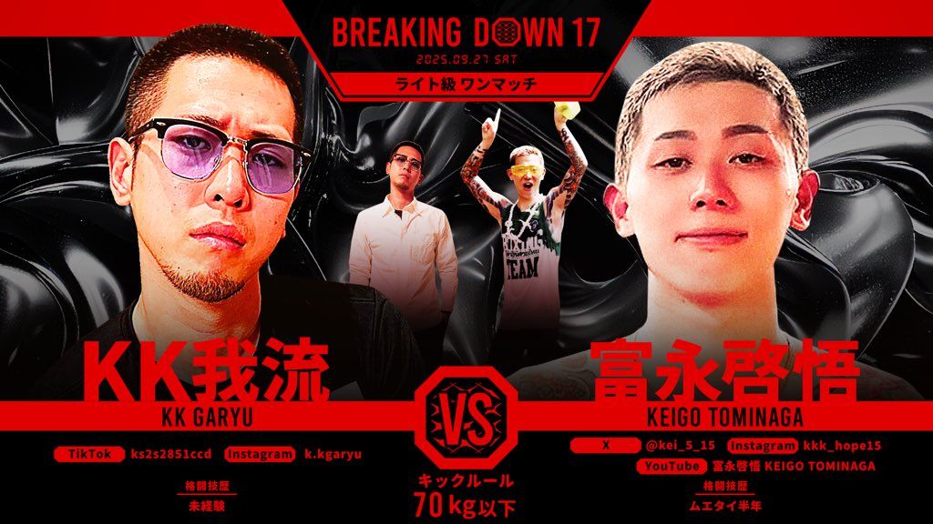 Breaking Down17(ブレイキングダウン17)の対戦カード・試合順 | Goal.com 日本